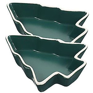 UPKOCH Christmas Appetizer Tray 4 Pcs Christmas Tree Plates Candy Nut Serving Platters Ceramic Appetizer Trays Snack Dessert Dish for Party Restaurant Home, Green