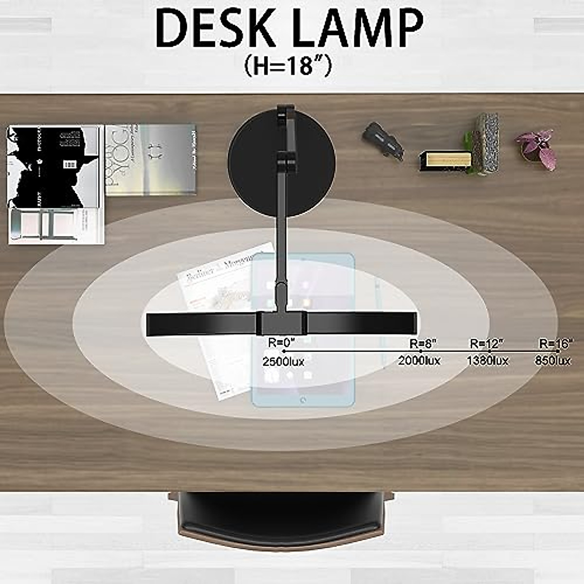 Omorepa Led Desk Lamp for Home Office, Architect Curved Desk Lamp with Base Bright 1000LM Adjustable Desk Light Dimmable Touch Tall Table Light with 3 Rotatable Joints for Computer Workbench