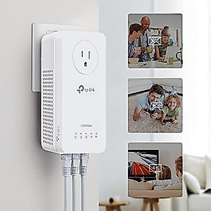 TP-Link Powerline WiFi Extender(TL-WPA8631P KIT)- AV1300 Powerline Ethernet Adapter with AC1200 Dual Band WiFi, Gigabit Port, Passthrough, OneMesh, Plug & Play, Ideal for Gaming/4K TV