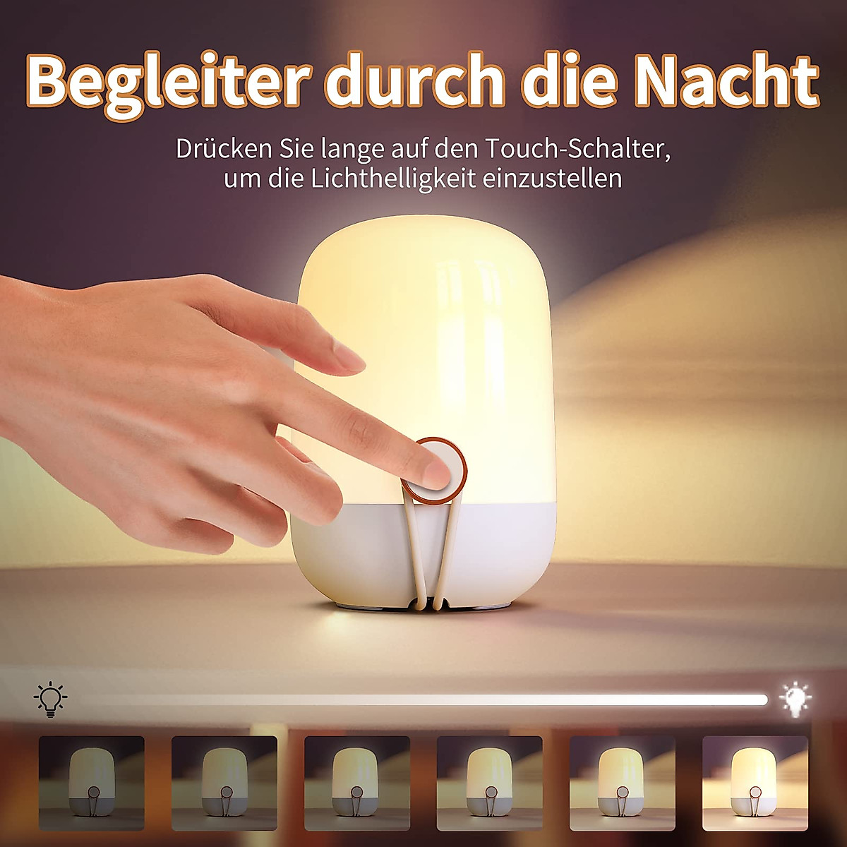 Benbilry Night Light for Kids, [Breathing RGB Changing Modes & Adjustable Brightness] Portable Rechargeable Touch Control Baby Night Lamp for Kid Bedroom, Cute Nursery Christmas Birthday Gift