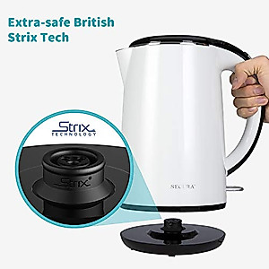 Secura SWK-1701DB The Original Stainless Steel Double Wall Electric Water Kettle 1.8 Quart, White