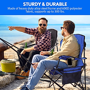 GOOGO Camping Chair Folding, Oversized Portable Lightweight Chair with Cooler, Cup Holder, Mesh Back Seat, Supports 300lbs, Collapsible Compact Chair with Carry Bag & Strap for Outdoor, Camp, Hiking