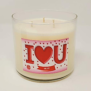 Clearance Priced ~ I Love U! - Valentine's Day Red Hot Cinnamon Scented 3 Wick Candle - Soy Wax Candle - 100% Made in USA- I Love You- S&M Candle Factory (Red Hot Cinnamon)