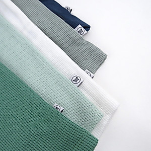 HonestBaby 5-Pack Waffle Henley Long Sleeve Shirts 100% Organic Cotton for Infant Baby and Toddler Boys, Unisex , Good Natured, 24 Months