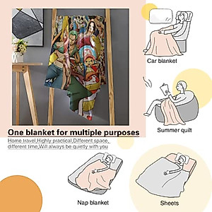 Japanese Anime Cartoon Straw Hat Pirates Throw Blanket Flannel Soft Cozy Warm Lightweight Blanket for Home Bedding Living Room Sofa Couch Bedroom Decor Bed Blanket 40X50