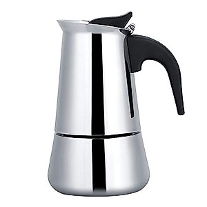 100ml Stovetop Espresso Maker, Portable Stainless Steel Espresso Coffee Maker Electric Heating Mocha Pot for Home