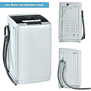 COSTWAY Portable Washing Machine, 2-in-1 Laundry Washer and Spin Combo with 10 Programs, 8.8lbs Capacity, Drain Pump and LED Display, Full Automatic Washer for Apartment, RVs, Dorm, White