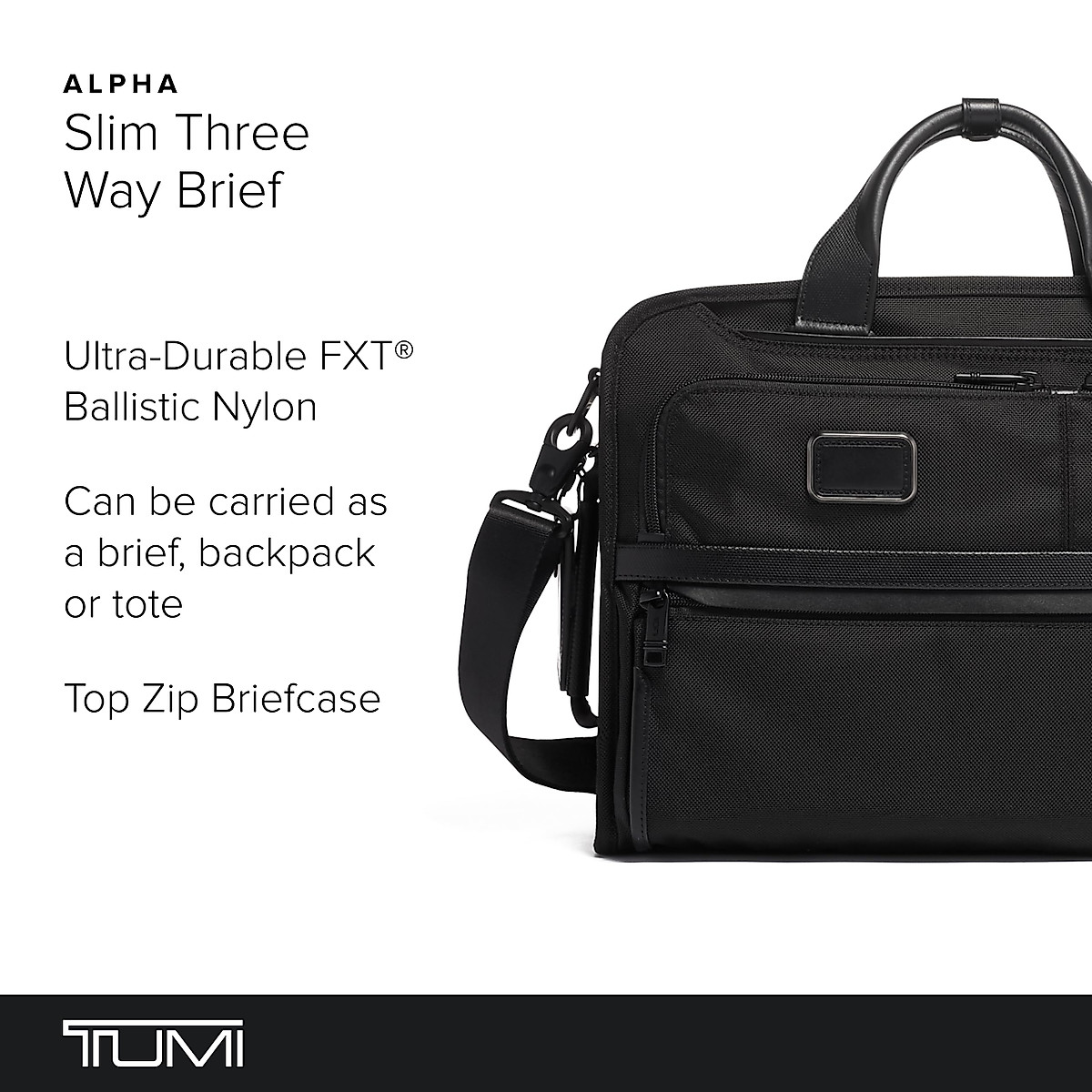 TUMI - Alpha 3 Slim Three Way Laptop Briefcase - 15 Inch Computer Bag for Men and Women - Black