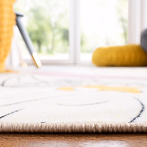 SAFAVIEH Disney Princess Collection Machine Washable Slip Resistant 5' x 7' Ivory/Pink Assurance Kids Bedroom Nursery Playroom Area Rug