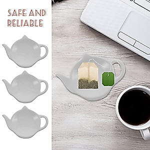 Soy Sauce Dish 4pcs Teapot Shaped Tea Bag Holder Teabag Coaster Seasoning Dish Teabag Holder Saucer Spoon Rests Snack Dish Appetizer Plates White Tea Plates