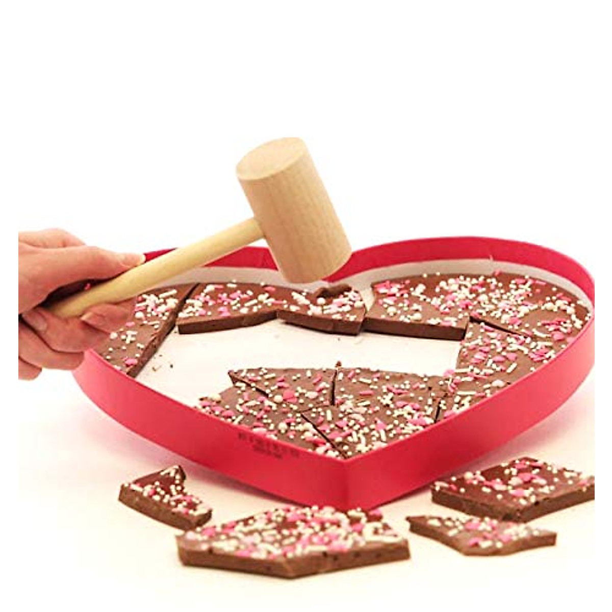 36 Pieces Wooden Breakable Heart Hammers for Chocolate, Small Wood Candy Mallets