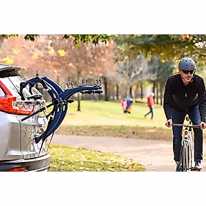 Saris Bones EX Car Trunk Bicycle Rack Carrier, Mounts 3 Bike, Blue - Durable, Rust-Free, Anti-Sway Straps, Fits Most Vehicles, Made in USA, Arc-Based Design, 100% Recyclable Materials