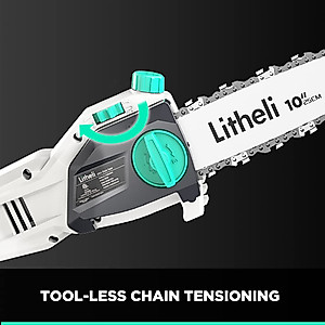 Litheli Cordless Pole Saw 10″, 40V Pole Saws for Tree Trimming, Battery Pole Saw for Branch Cutting, Trimming, Pruning, with 2.5Ah Battery & Charger Included
