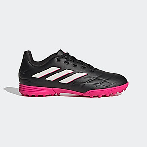 adidas Copa Pure.3 Turf Soccer Shoe, Black/Zero Metallic/Team Shock Pink, 1 US Unisex Little Kid