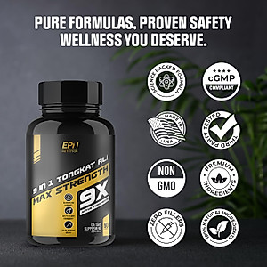 EPN Supplements | #1 Rated 9 in 1 Tongkat Ali + Horny Goat Weed | Fast Acting Blood Flow, Increase Stamina & Muscle Growth | Ultra Potent Formula for Men w/ Saw Palmetto, Maca Powder - 60 Capsules