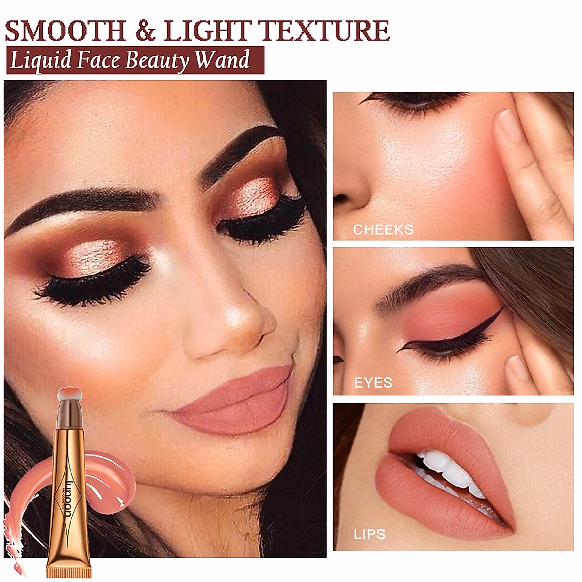 Aaiffey Cream Contour Beauty Wand,Highlighter Contour Blush With Cushion Applicator,Liquid Face Bronzer Makeup Wand Blendable Super Silky Cream Contour Stick Set Long Lasting Natural 3Pcs (Contour+Highlighter+Blush)