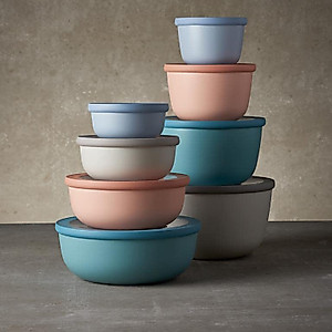 Mepal,Cirqula Set of 4 Multi Food Storage and Serving Bowls with Lids, Food Prep Containers, Shallow, Nordic Green,1 each (12oz, 25oz,42oz,76 oz),1 Set