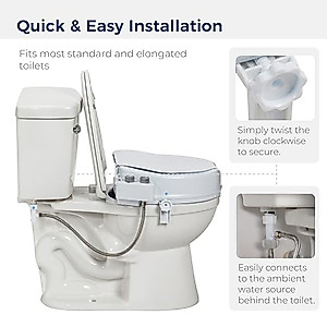 Drive Medical PreserveTech Raised Toilet Seat with Bidet (Ambient Water) Toilet Seat Riser, Elevated Toilet Seats for Seniors and Adults, Toilet Seat Bidet, Toilet Seat Elevator with Bidet Sprayer