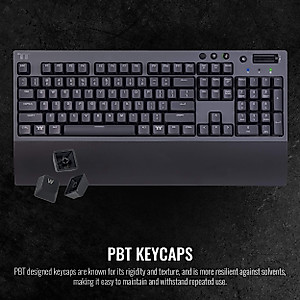 Thermaltake W1 Wireless Gaming Keyboard Cherry MX Blue, 2.4GH per Minute, Bluetooth 4.2, Low Energy Technology, USB Type-C Connection. GKB-WOW-BLSNUS-01,Titanium Gray