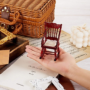 Sumind 2 Pieces Doll House Wooden Chairs 1:12 Christmas Dollhouse Accessories Mini Wooden Rocking Chairs Model for Dollhouse Accessories Furniture Decoration