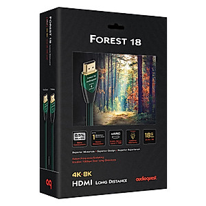 AudioQuest 10m Forest 18 2.0b HDMI Cable - 4K/8K Ultra HD, in-Wall Rated, High-Speed, 18Gbps, HDR, eARC