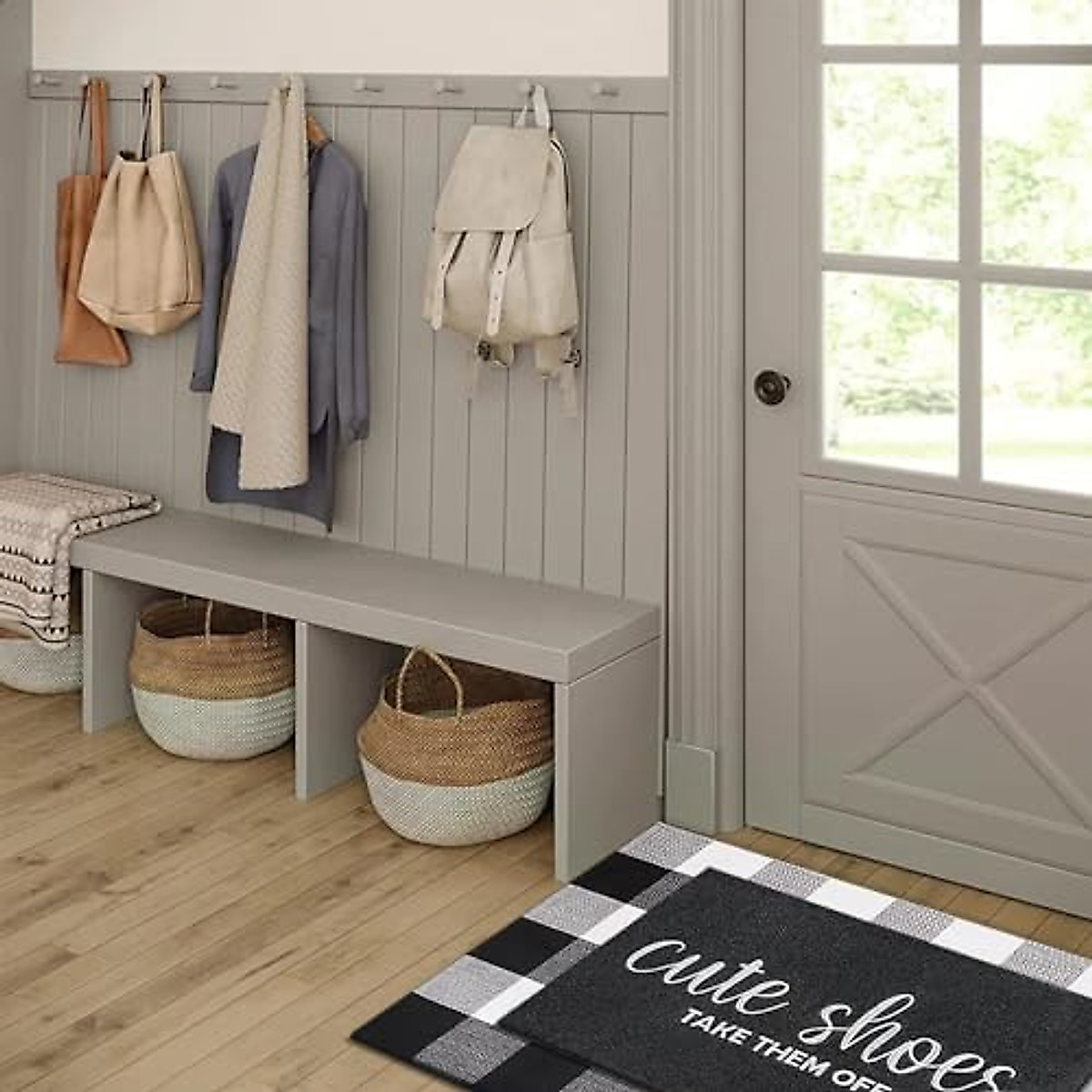 Welcome Mat Outdoor Entryway Cute Shoes Take Them Off Mats for Front Door with Rubber Backing Doormat Indoor Mat Polystyrene Non Slip Natural Mat Black