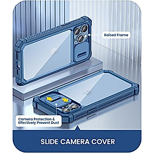 Caka for iPhone 13 Pro Max Case, iPhone 12 Pro Max Phone Case with Screen Protector & Slide Camera Cover Heavy Duty Protection Shockproof Phone Case Cover for iPhone 13 Pro Max 12 Pro Max, Blue