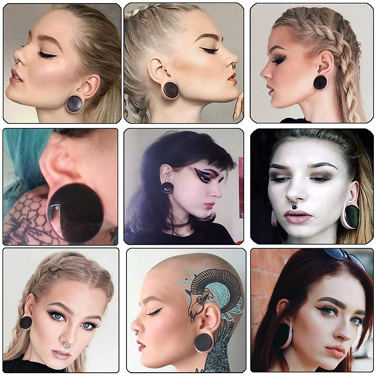 CHUANCI 3-50mm Acrylic Solid Ear plug White&Black Earing Large Big Tunnel Size Stretcher Saddle Flesh Tunnel Expander (One Pair Black,1.1''(28mm))