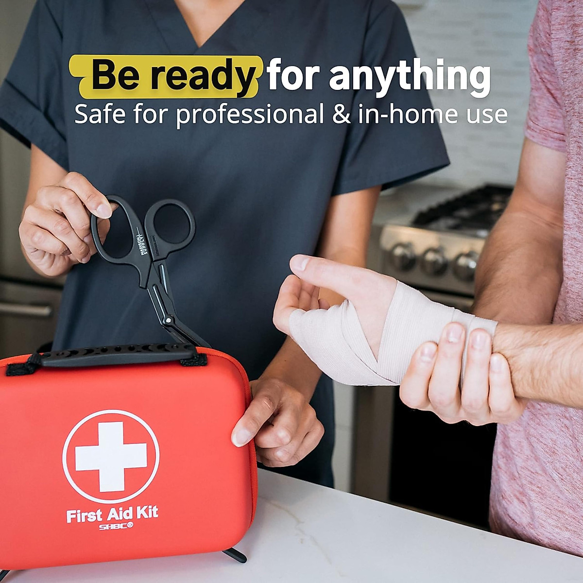 Madison 7.5" Premium Stainless Steel Nurse Scissors with Non-Stick Blades, Fluoride-Coated - 1pk, Black