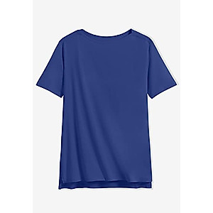 Woman Within Women's Plus Size Perfect Short-Sleeve Boatneck Tunic - 2X, Pink