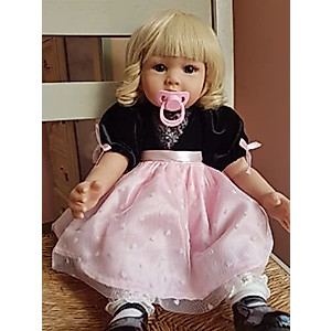 Zero Pam 24 Inch Lifelike Reborn Baby Girl Dolls Realistic Reborn Toddler Girls with Pretty Dress Vinyl Silicone Newborn Baby Doll Soft Weighted Body Handmade Baby Toys