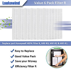 6 Pack Replacement HEPA Filters for Honeywell HPA300 HPA200 HPA100 Air Purifiers - Compatible with HPA300 HPA090 HPA250 Series - Filter R HRF-R3 HRF-R2 HRF-R1 - Honeywell HEPA Air Purifier Filter Kit
