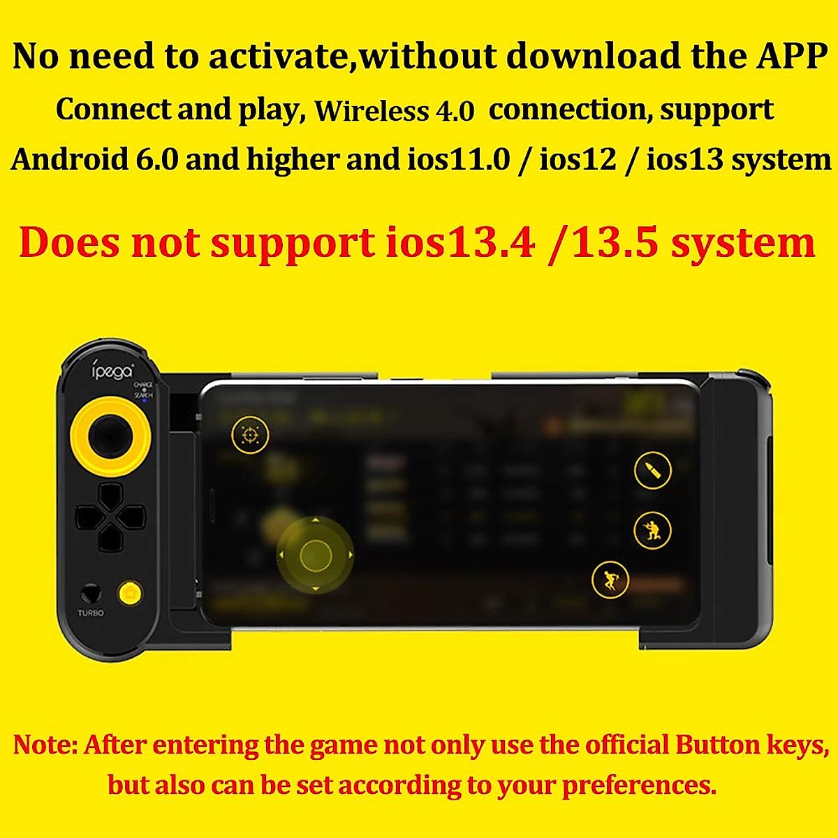 IPGEA PG-9167 Mobile Controller, Wireless 4.0 Gamepad Joystick Telescopic Game Controller Compatible Galaxy S10/S10 & Galaxy A51 Note 9 Phone XR XS Phone 11 Most iOS/Android Smart Phone Tablet PC