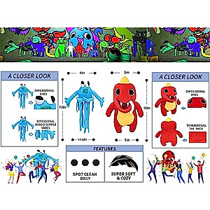 whitewhale 2PCS Banban's Garten 2 Plush, Banban's Jumbo Josh Plush Fan Toy, Soft Monster Horror Filled Animal Plush Doll, Children's Friend boy Girl Gift, Blue red
