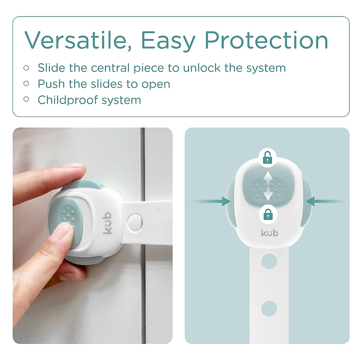 Baby Proofing Child Safety Strap Locks + Child Proof Outlet Covers (6+6 Pack) - Safety Locks for Baby with 3M Adhesive - Child Proof Cabinet Latches for Drawers, Fridge, Toilet - No Drilling (Green)