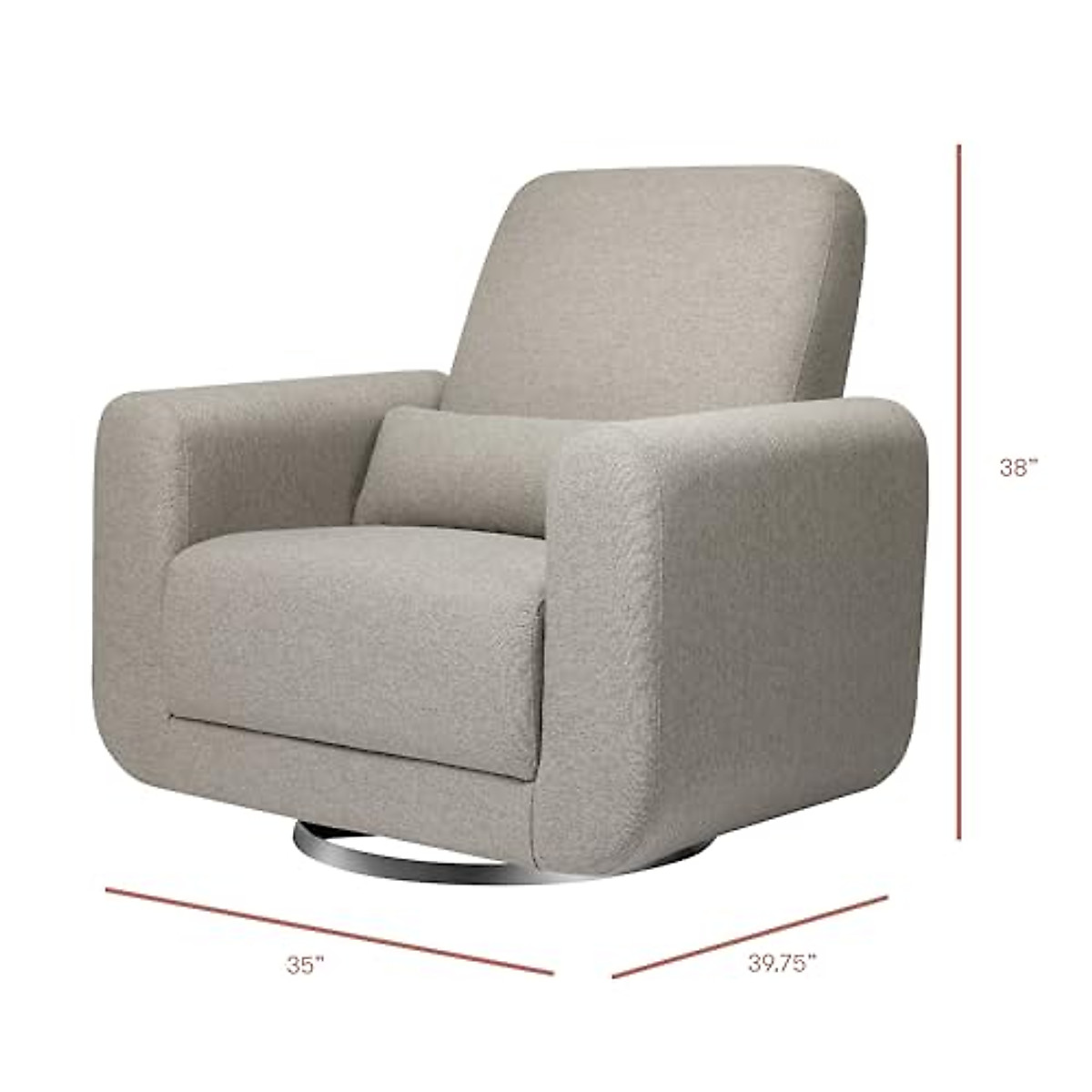 Babyletto Tuba Glider in Performance Grey Eco-Weave with Silver Base, Water Repellent & Stain Resistant, Greenguard Gold and CertiPUR-US Certified