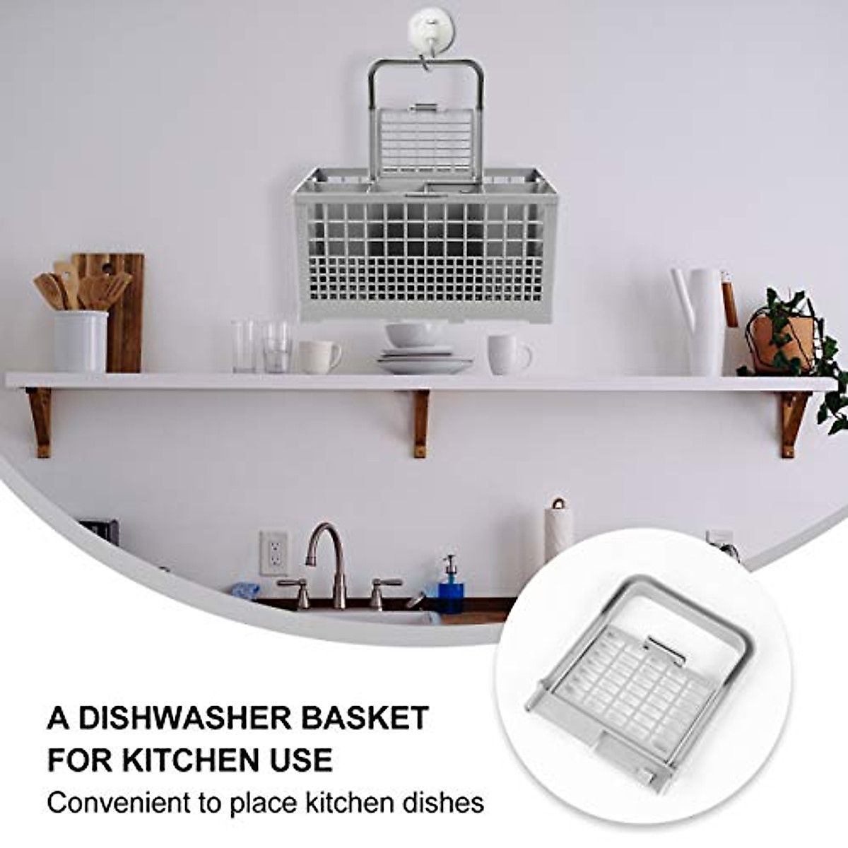 SOLUSTRE Utensil Drain Basket Cutlery Drying Rack Plastic Chopsticks Utensil Sponge Holder Divided Sink Dishwasher Rack Drainer Caddy with Handle for Soap Dishwashing Liquid Drainer