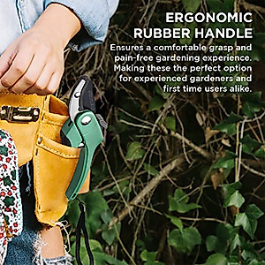 Nevlers 8" Anvil Pruning Shears for Gardening | Garden Clippers with Stainless Steel Blades & 8mm Cutting Capacity | Heavy Duty Gardening Tools | Hand Pruners for Gardening | Green Garden Pruners