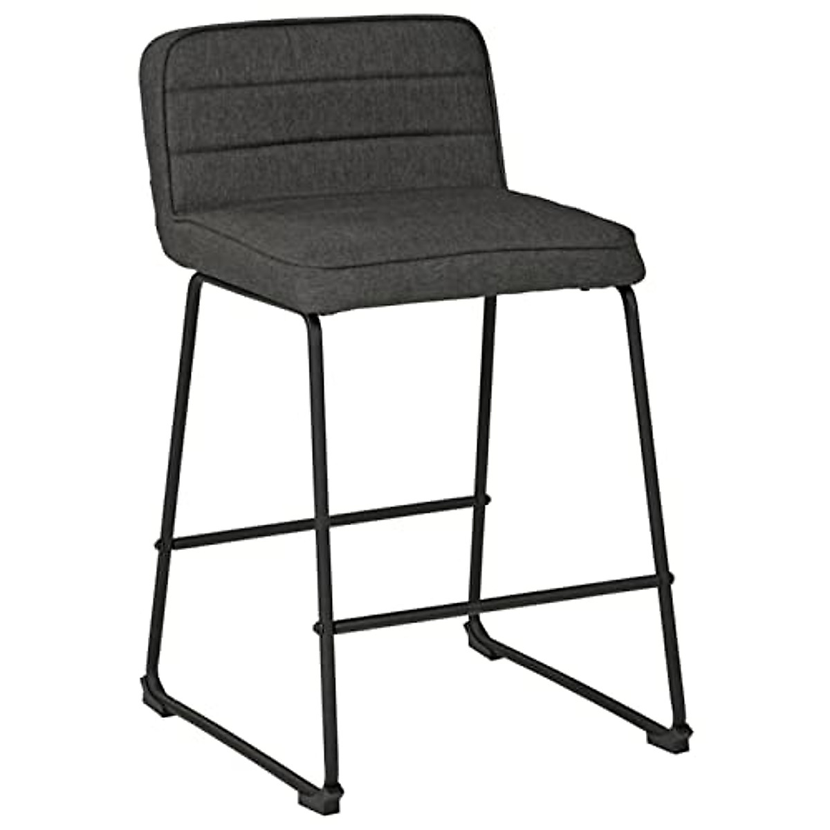 Signature Design by Ashley Nerison 26" Modern Upholstered Counter Height Bar Stool, 2 Count, Dark Gray