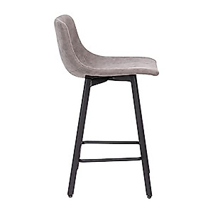 Flash Furniture Caleb Modern Armless 24 Inch Counter Height Stools Commercial Grade with Footrests and Matte Metal Frames, Set of 2