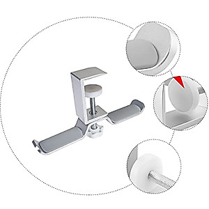 Angoily Silver Headphone Headphones Desk Iron Clamp Office Desktop Under- Under Arm Aluminum Adjustable Dual Premium Design Storage for with Mount Universal Rack All Head Display Fit Hook