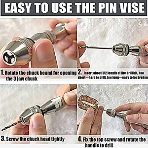 Pin Vise for Resin Casting Molds, Pin Vise Hand Drill Set with 20PCS Drill Bits (0.8-3mm), Precision Hand Drill Tools for Resin, Jewelry Keychain, Pendant