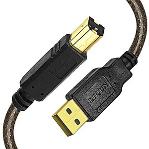 Printer Cable 15 Feet, USB A to B Cable USB 2.0 A Male to B Male Printer Scanner Cord High Speed Shielded Compatible with HP, Canon, Brother, Epson, Xerox, Samsung etc
