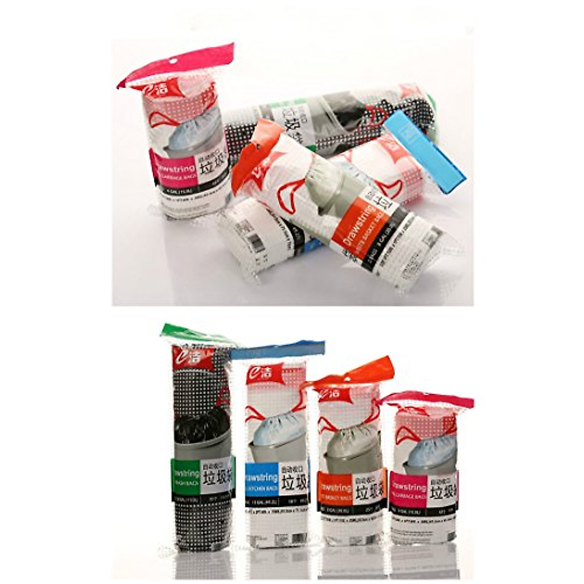 Wuyue Hua 13GAL Drawstring Bin Liner Refuse Sacks Waste Garbage Rubbish Bags White 49.2L 61X71.1CM 18counts