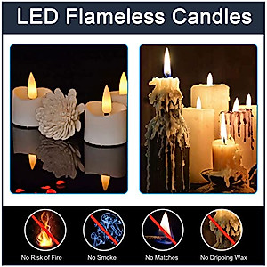 Actpe Timer Tealight Candles with Flickering Flame, 12pcs Realistic Bright Unscented Small LED Electric Fake Battery Operated Candle for Seasonal & Festival Celebration, Warm White