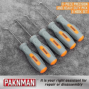 PAKNMAN 11-Piece Precision Pick and Hook Set, Heavy Duty Pick & Hook Set for Automotive