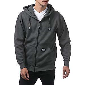 Pro Club Men's Heavyweight Full Zip Fleece Hoodie, Charcoal, Small