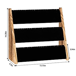 Yoimori Necklace Holder, 3 Tier Necklace Organizer Stand with Velvet, Wood Necklace Display Stands for Selling, Jewelry Display Stand for 72 Necklaces Bracelets (Brown)