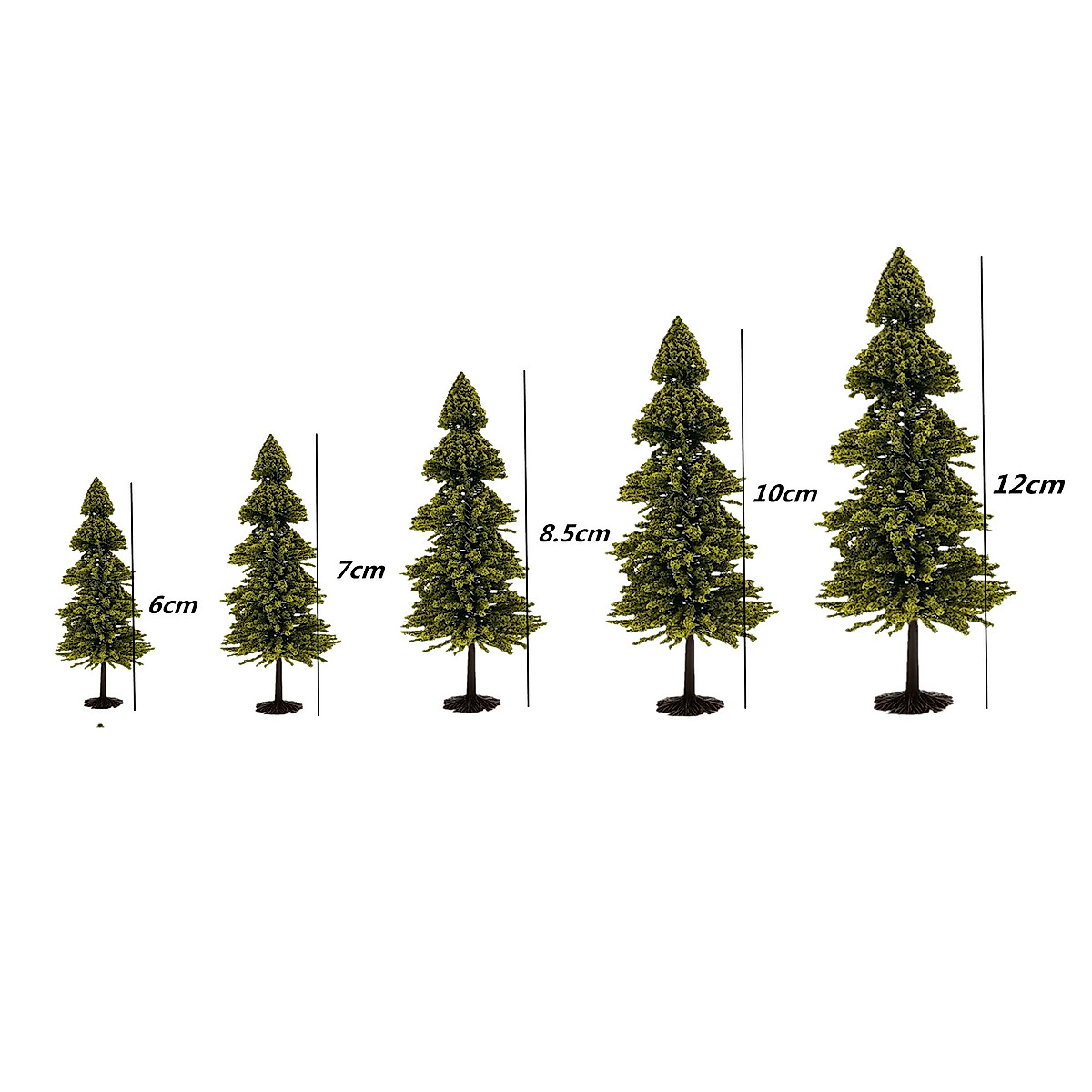 alblinsy 10pcs Green Scenery Landscape Model Cedar Trees Train Scenery Landscape Pine Miniature Diorama Trees Mixed Model for Road Architecture Building DIY Decoration
