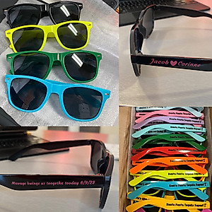10PC Custom Sunglasses Personalized Bulk Party Favors Wedding Guests Logo School Music Show Birthday Bachelorette Bridesmaid Gifts Garden Graduate 2024 Prom Customizable Glasses (Black)